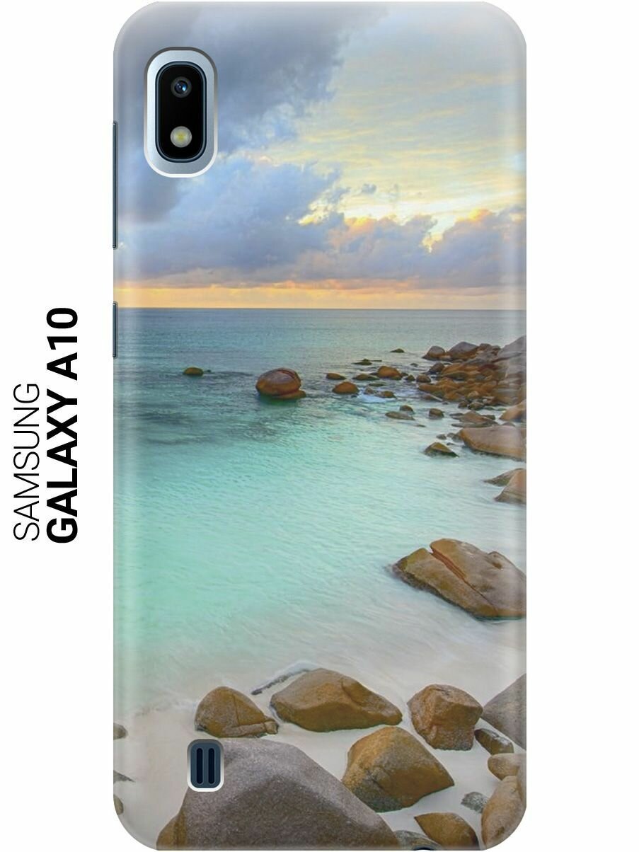 Силиконовый чехол на Samsung Galaxy A10, Самсунг А10 с принтом "Каменистый пляж"
