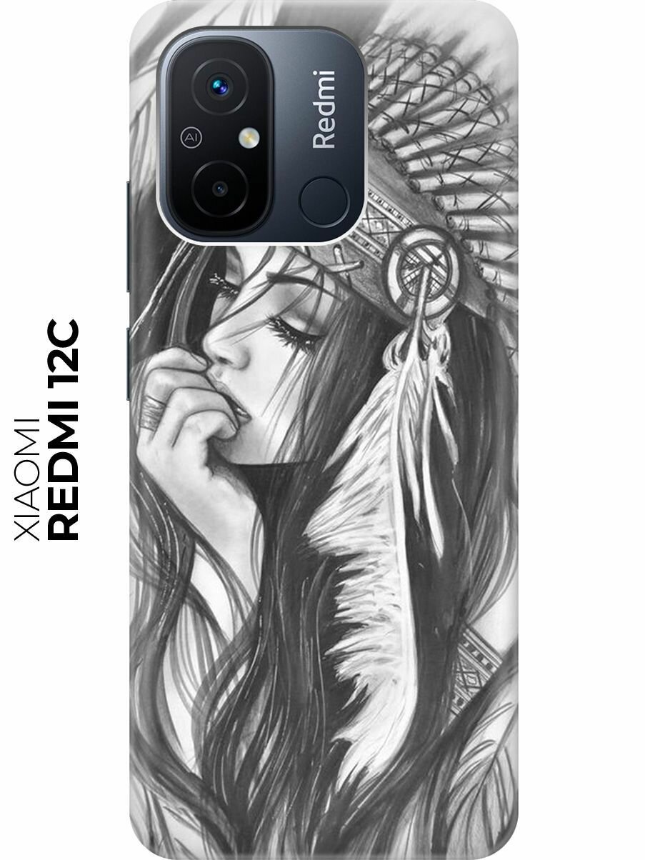 Силиконовый чехол Эскиз девушки на Xiaomi Redmi 12C / Сяоми Редми 12С