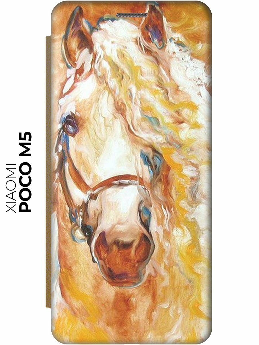 Чехол-книжка Золотистая грива на Xiaomi Poco M5 / Сяоми Поко М5 золотой