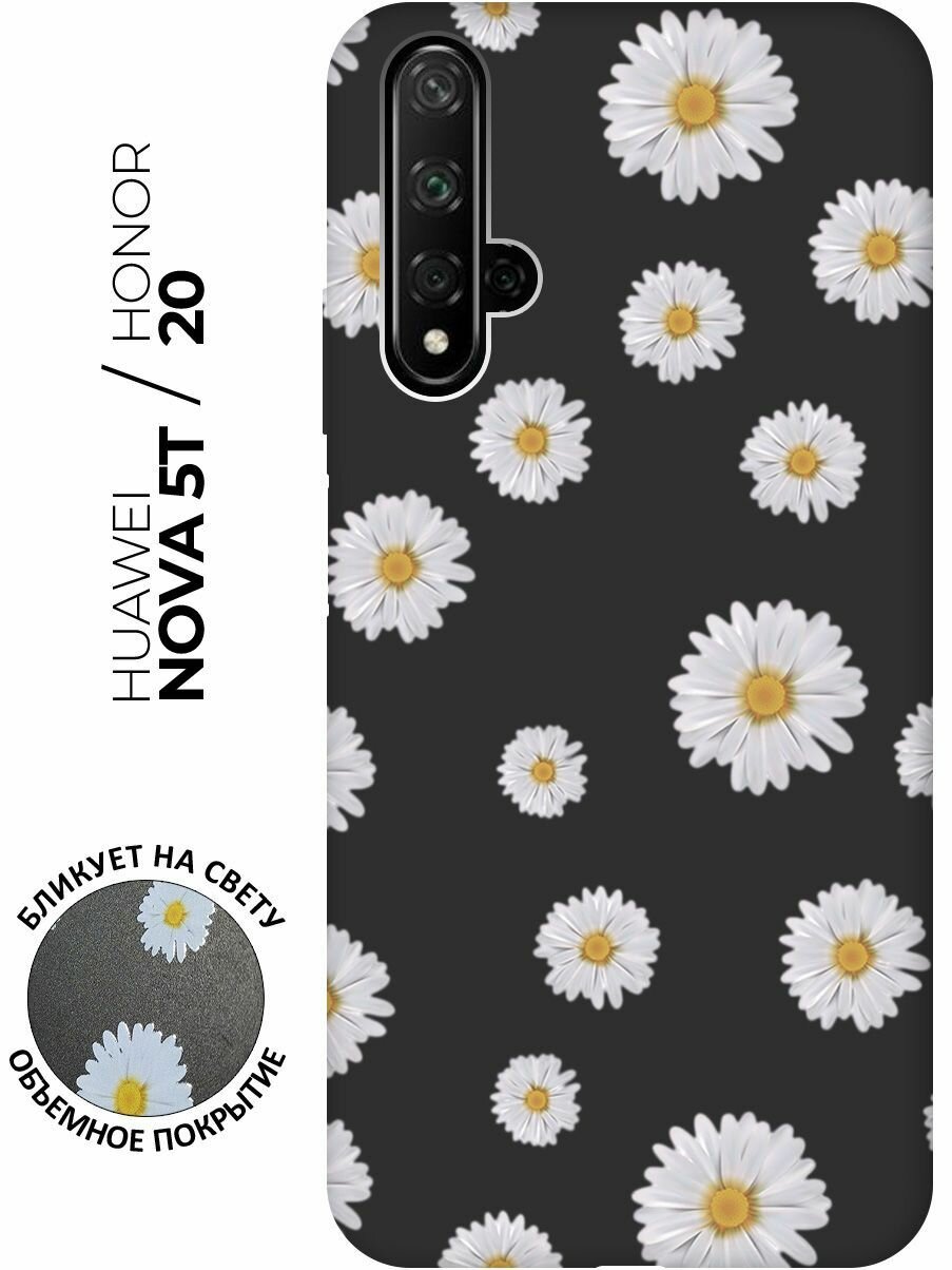 Матовый чехол Camomiles для Honor 20 / Huawei Nova 5T / Хонор 20 / Хуавей Нова 5Т с 3D эффектом черный