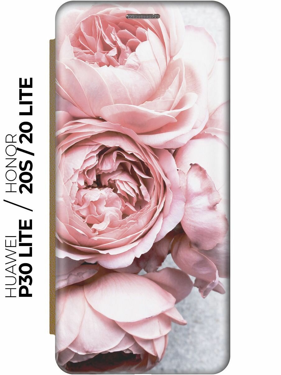 Чехол-книжка Нежность на Honor 20 Lite / 20s / Huawei P30 Lite / Хуавей П30 Лайт / Хонор 20 Лайт / 20s золотой