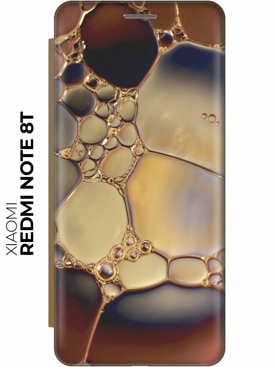 Чехол-книжка Бронзовые капли на Xiaomi Redmi Note 8T / Сяоми Редми Ноут 8Т золотой