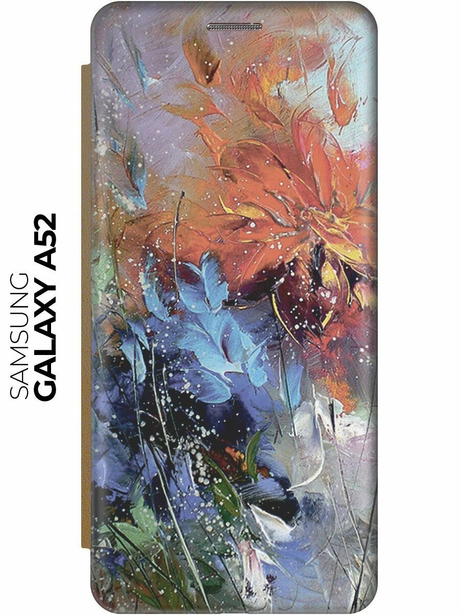 Чехол-книжка Весенний взрыв на Samsung Galaxy A52 / Самсунг А52 золотой