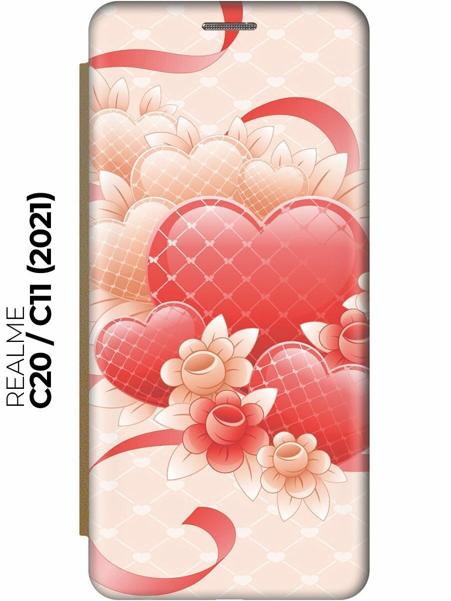 Чехол-книжка С любовью на realme C20 / C11 (2021) / Рилми С20 / С11 (2021) золотой