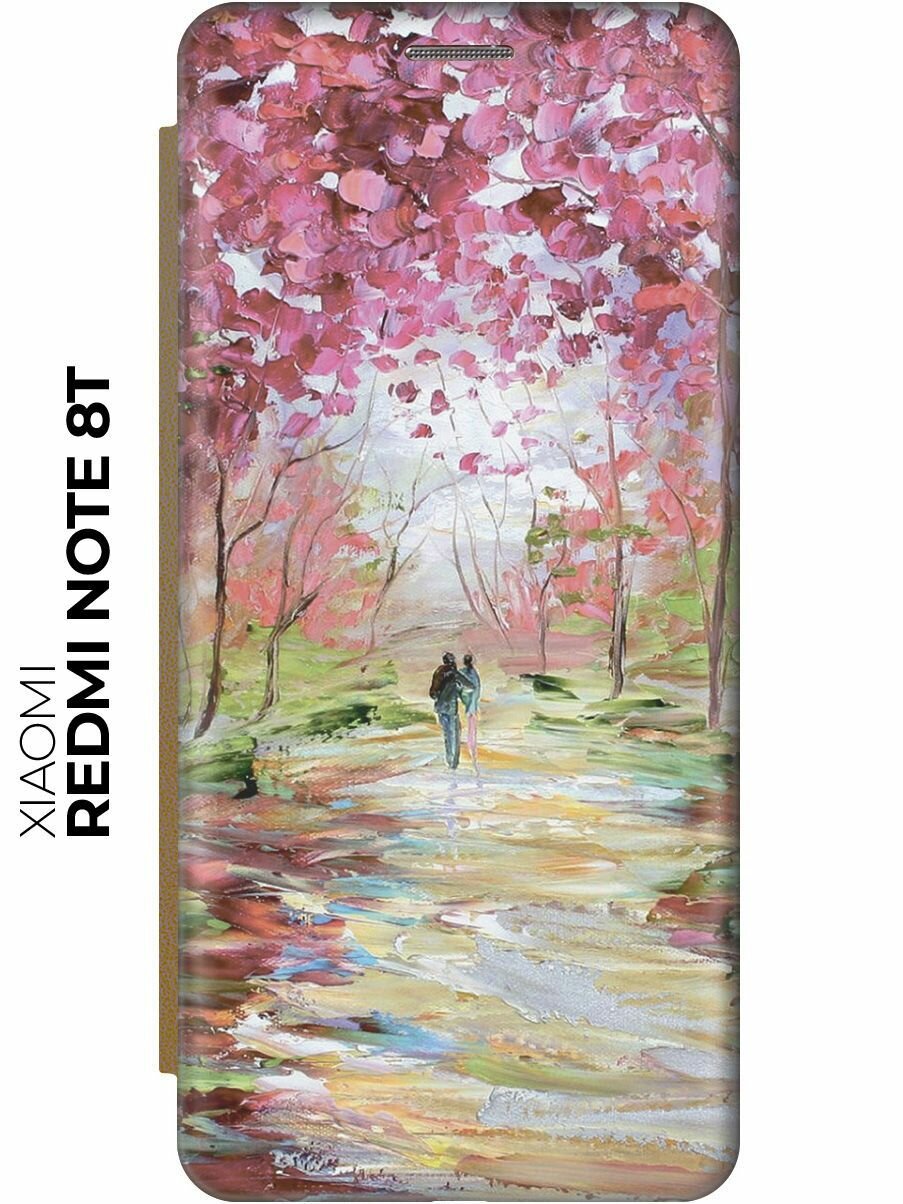 Чехол-книжка Весенняя роща на Xiaomi Redmi Note 8T / Сяоми Редми Ноут 8Т золотой