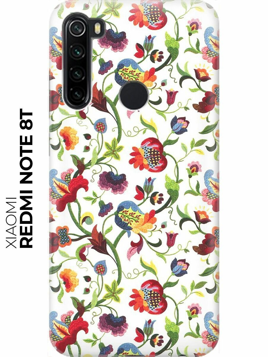 Накладка Transparent для Xiaomi Redmi Note 8T с принтом "Цветочный узор"