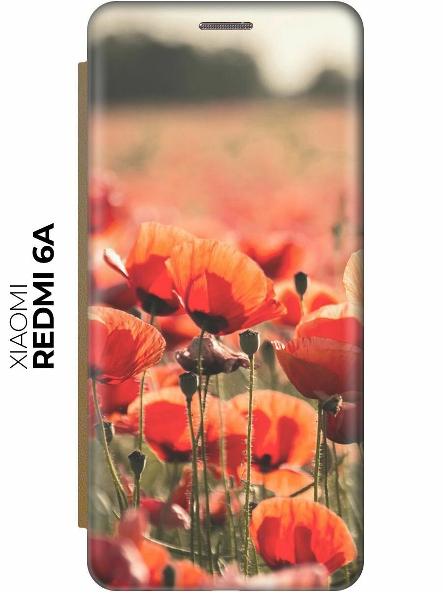 Чехол-книжка Маки на Xiaomi Redmi 6A / Сяоми Редми 6А золотой