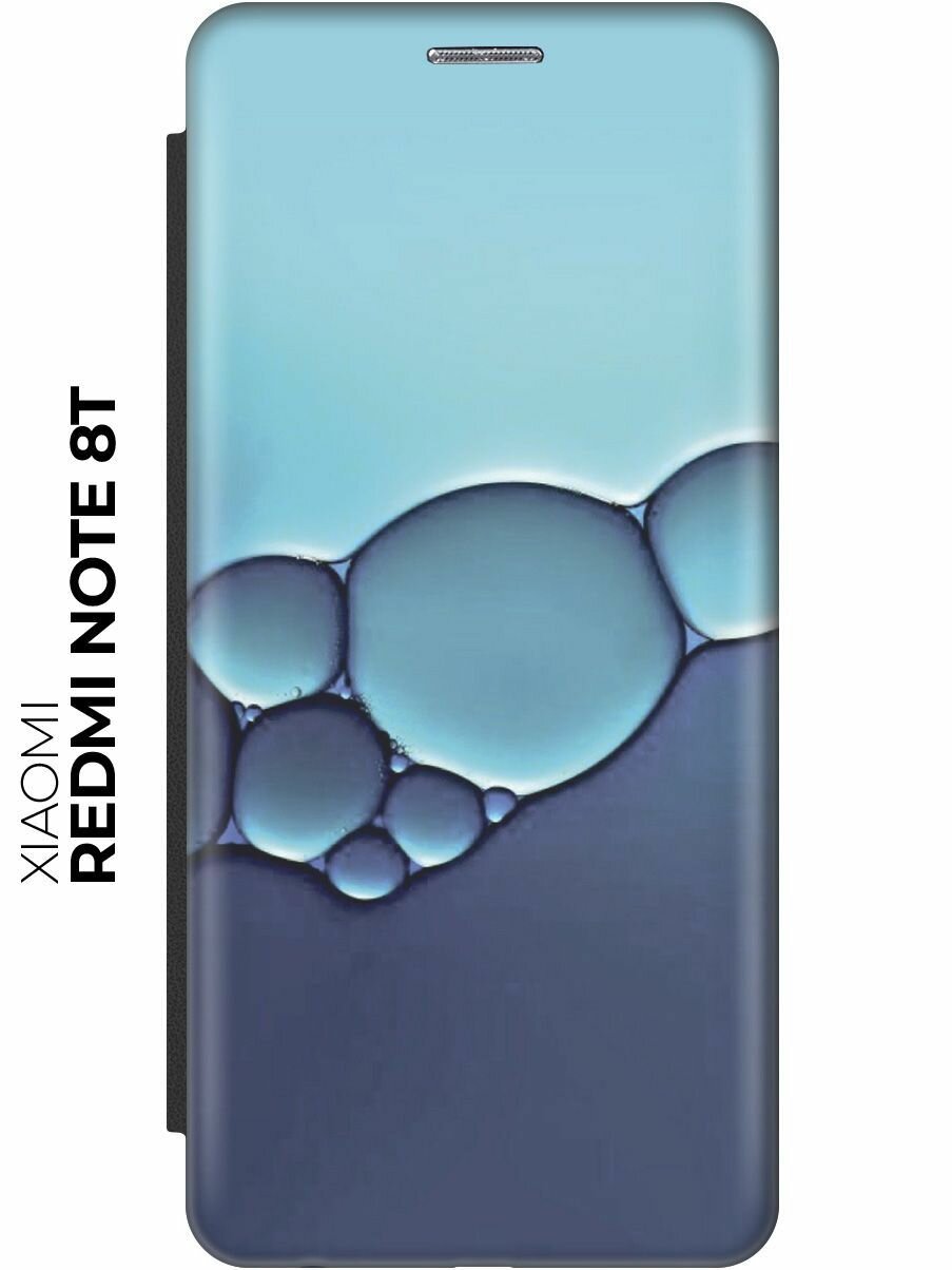 Чехол-книжка Голубые пузырьки на Xiaomi Redmi Note 8T / Сяоми Редми Ноут 8Т черный