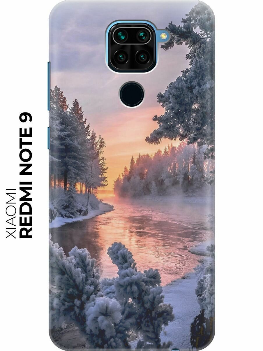 Силиконовый чехол Река в заснеженном лесу на Xiaomi Redmi Note 9 / Сяоми Редми Ноут 9