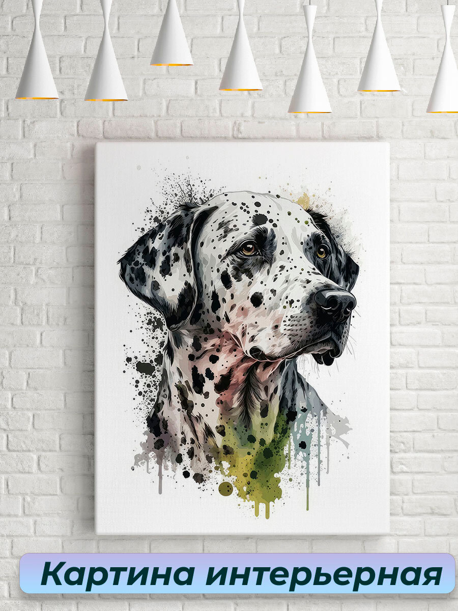 Картины для интерьера 30х40 Собака долматинец краски арт