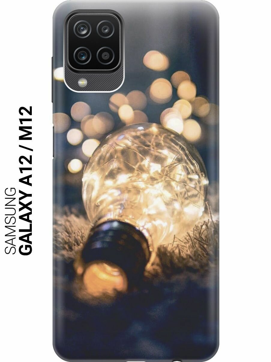 Силиконовый чехол на Samsung Galaxy A12, M12, Самсунг А12, М12 с принтом "Гирлянда в лампочке"