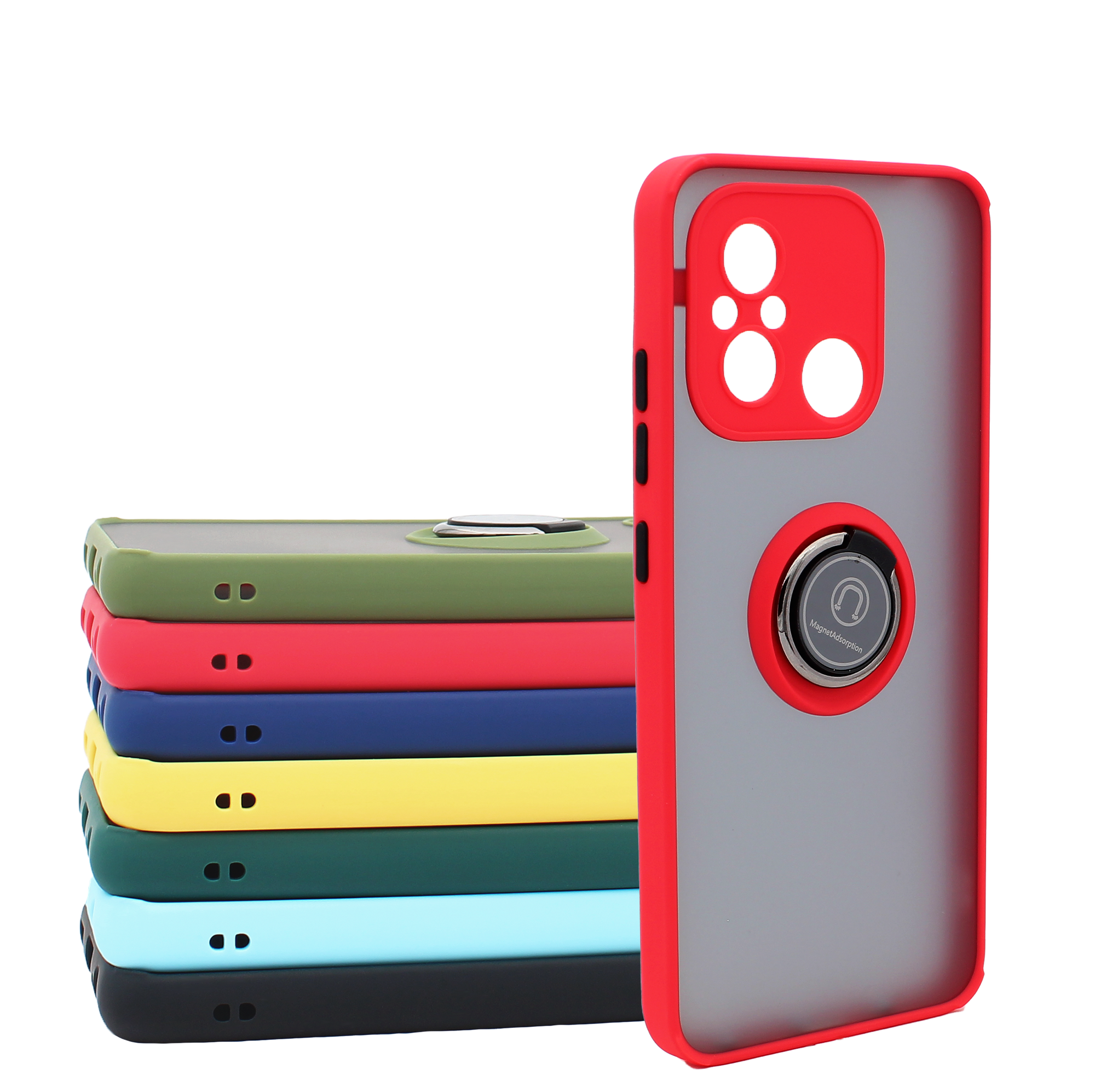 Чехол противоударный Mobix для Xiaomi Redmi 12C, 11A с кольцом и с функцией подставки цвет: красный