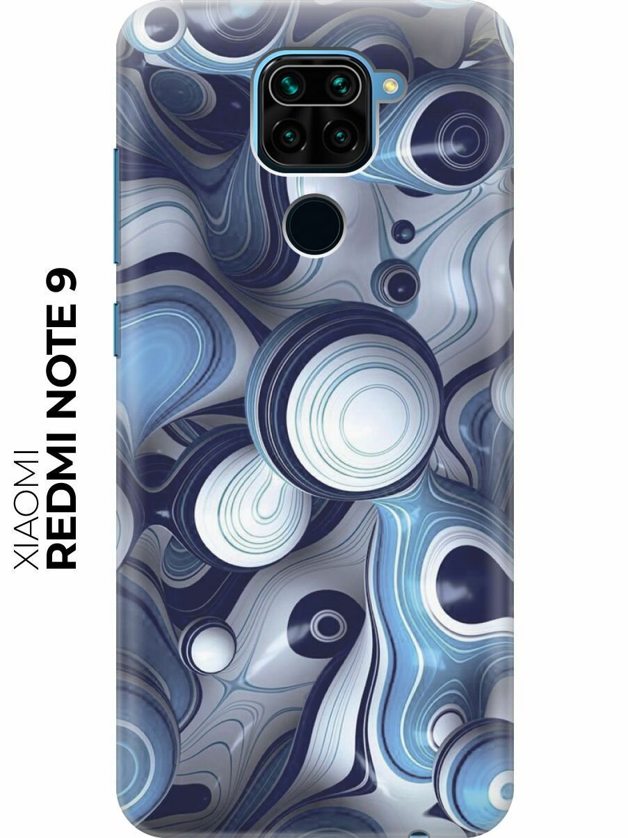 Силиконовый чехол Бело-синие капли на Xiaomi Redmi Note 9 / Сяоми Редми Ноут 9