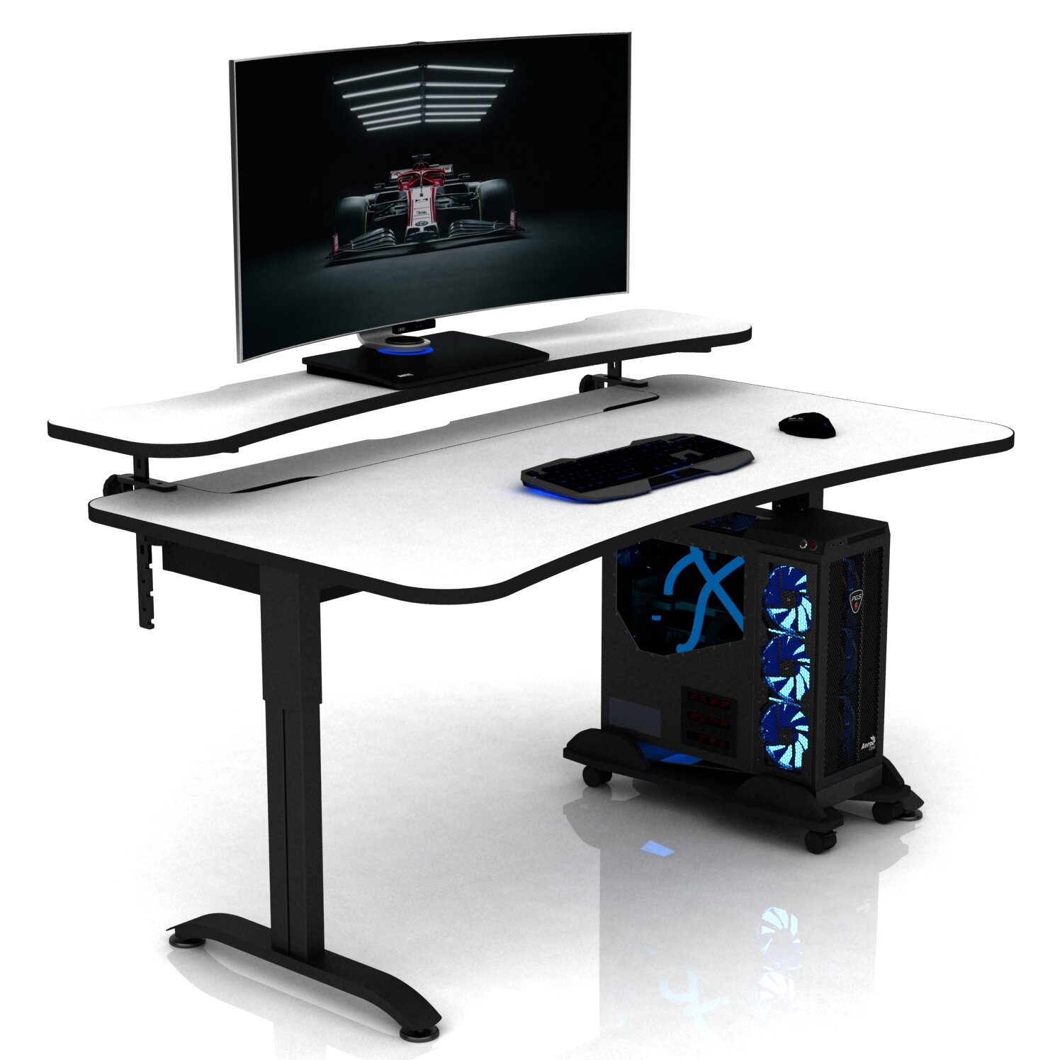 Геймерские игровые столы и кресла Стол с регулируемой высотой надставки DX ARENA SPORT (Arena/Tomahawk) Белый белый