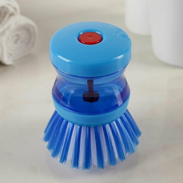 Щётка для мытья посуды с дозатором моющего средства, цвета микс, для кухни, для посуды, берегу ручки, жёсткая щетина легко отмывает загрязнения
