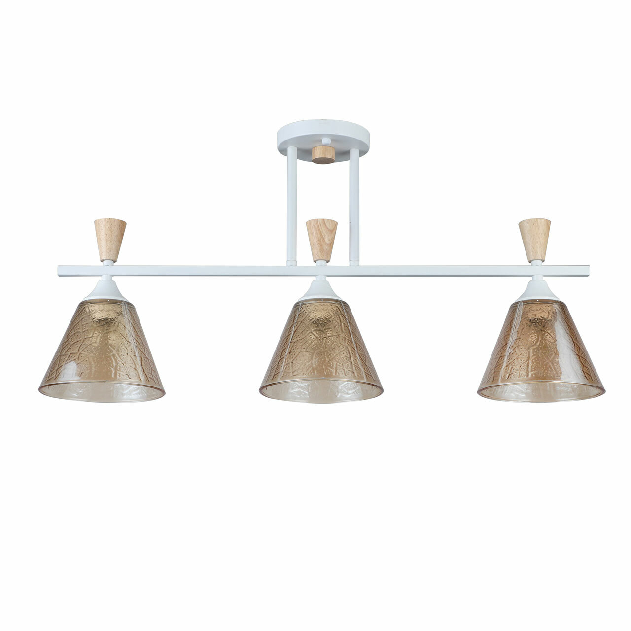 Светильник потолочный, люстра ясенсвет Дэла 635014303, 3*60W E27 2700К, цвет: белый, коричневый