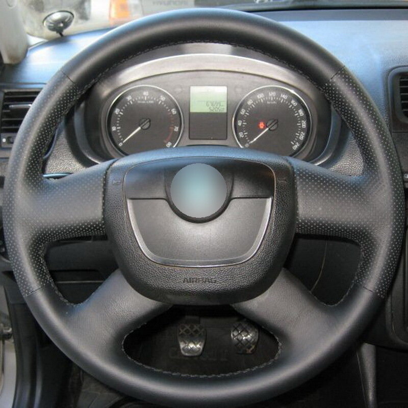 Оплетка из натуральной кожи "Кожа рулит" на руль Skoda Fabia II рест. (2010-2014), черная, для руля без штатной накладки