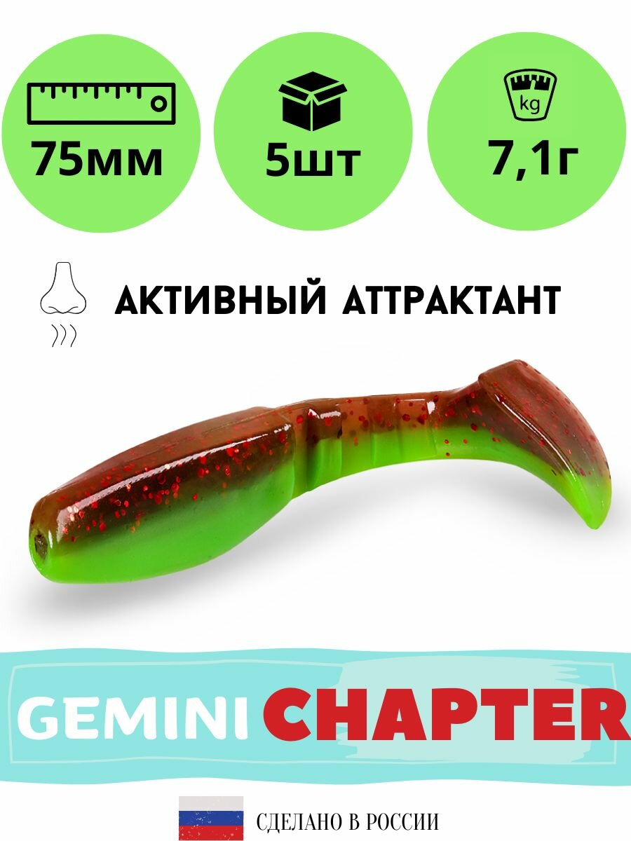 Силиконовая приманка GEMINI CHAPTER 75mm (5шт.) цвет GM01