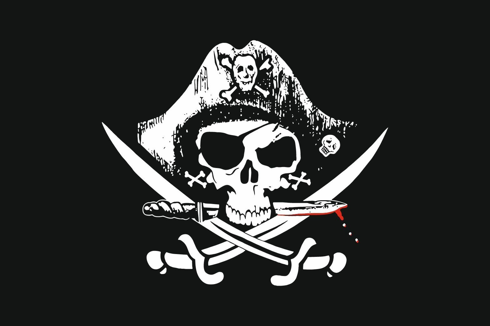 Флаг Пиратский "Веселый Роджер с саблями" 90х135 см Большой