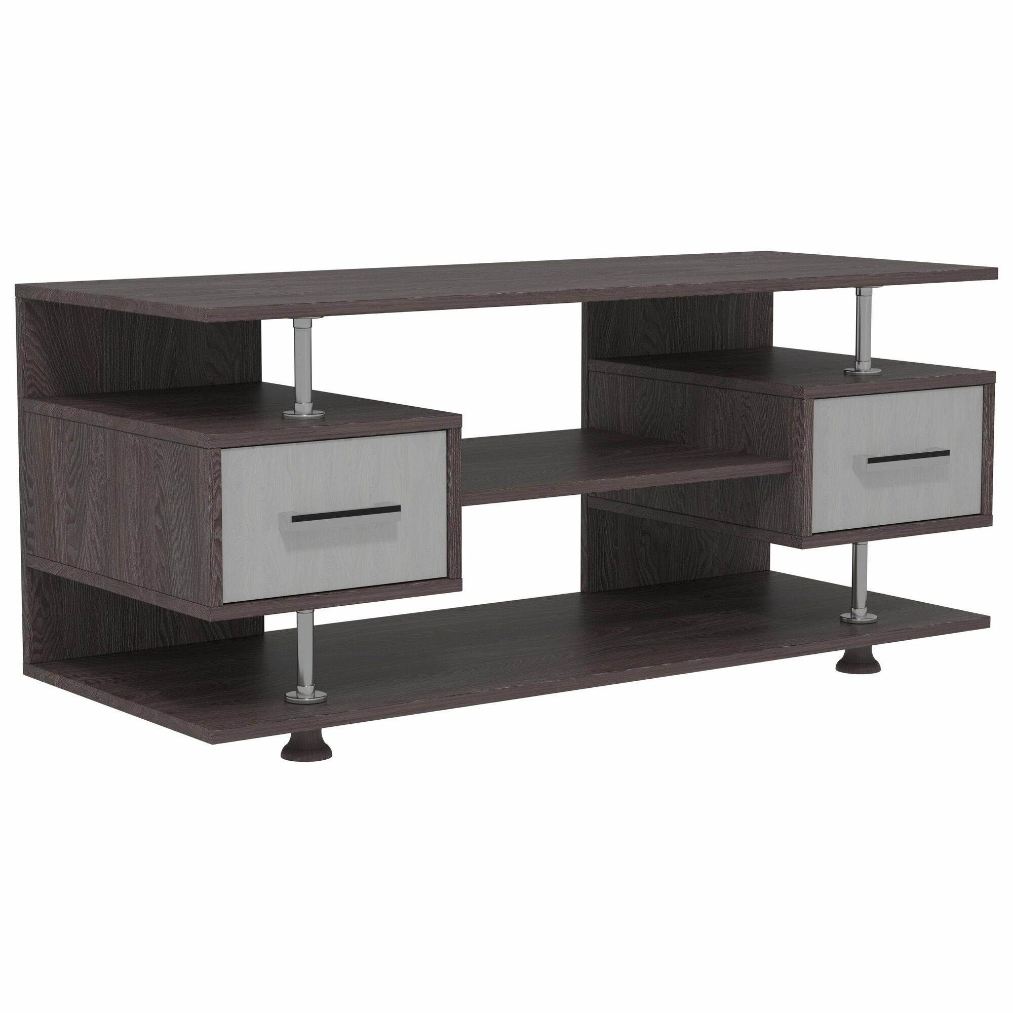 Тумба под телевизор Фант-9, с 2 ящиками, тумба под ТВ от Фант-Мебель, 120х53х47 см, цвет Ясень светлый/Ясень темный