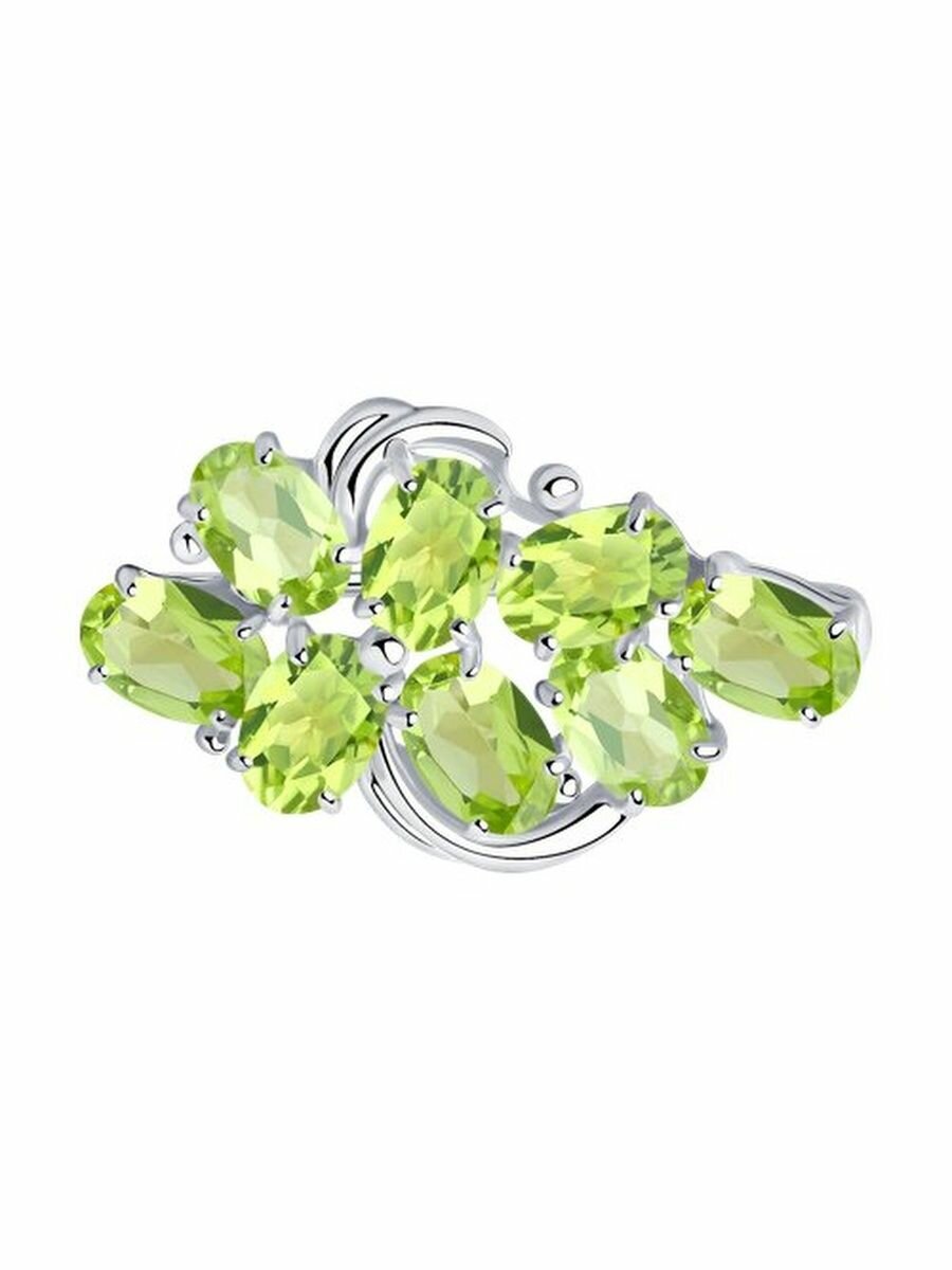 Брошь, серебро, 925 проба, родирование, хризолит