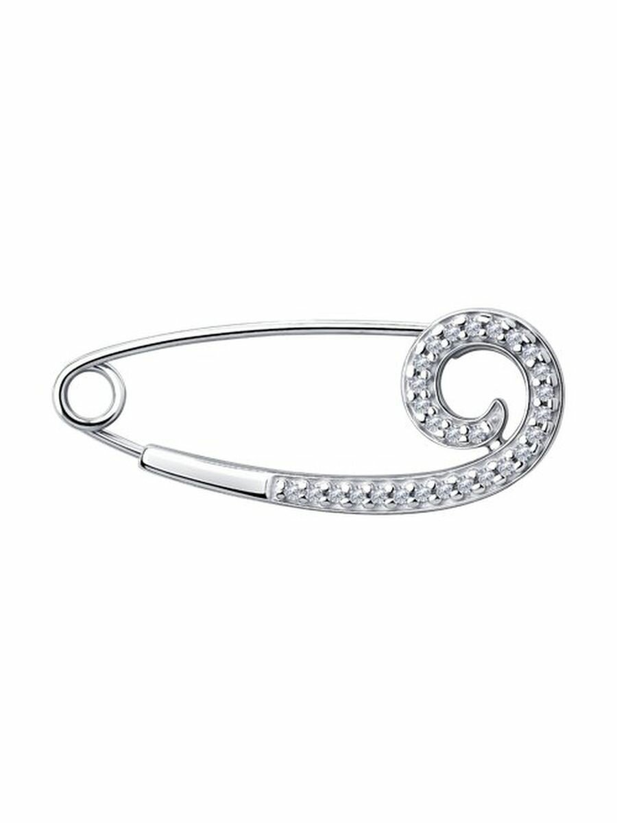 Брошь, серебро, 925 проба, родирование, фианит