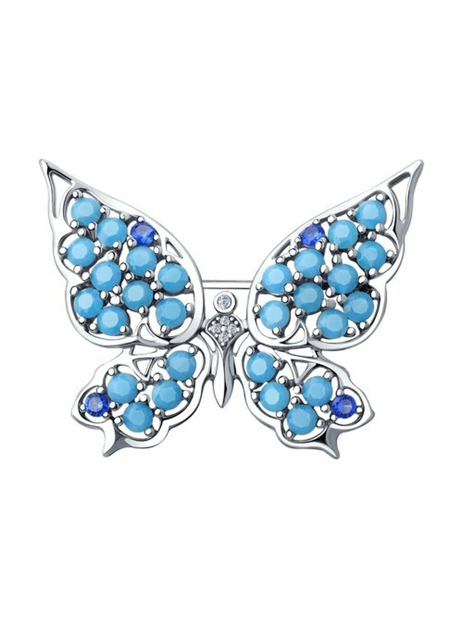 Брошь, серебро, 925 проба, родирование, ситалл