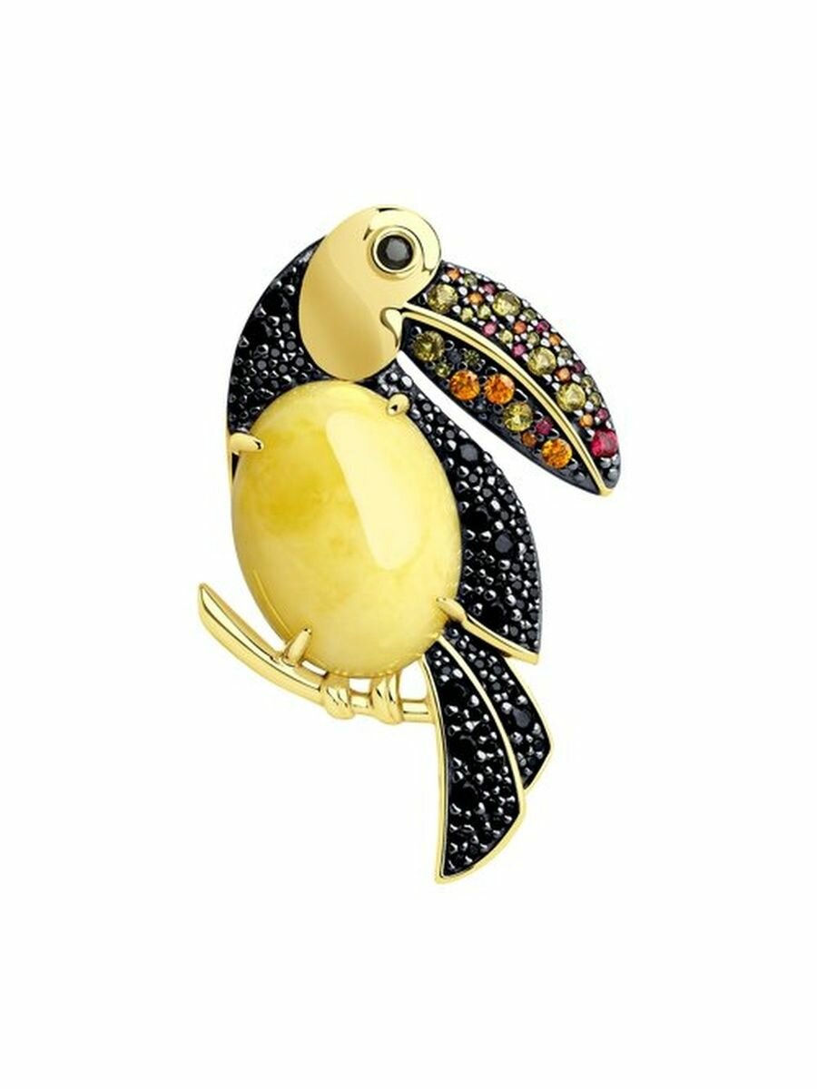 Брошь, серебро, 925 проба, родирование, корунд синтетический