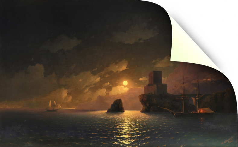 Картина для интерьера "Лунная ночь", Айвазовский И. К. (48х30 см / без подрамника)