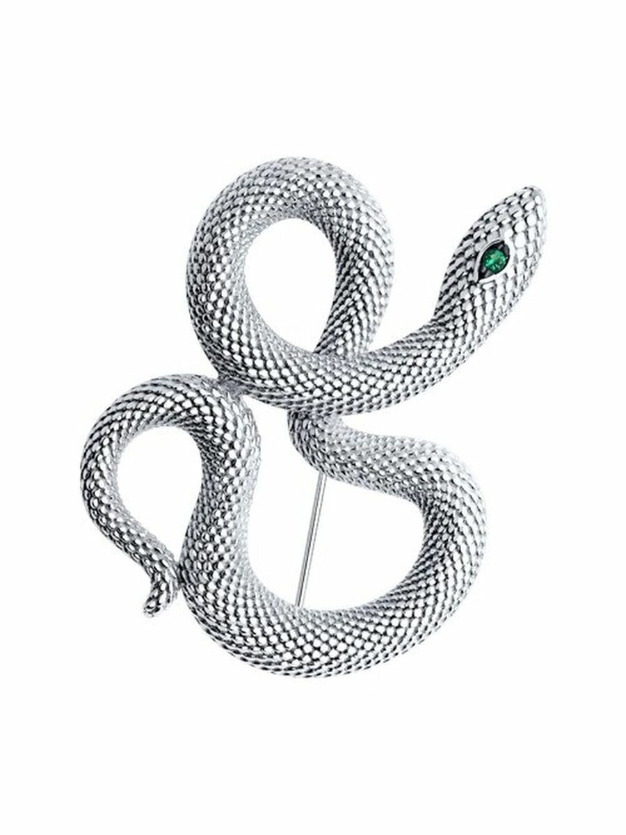 Брошь, серебро, 925 проба, родирование, фианит