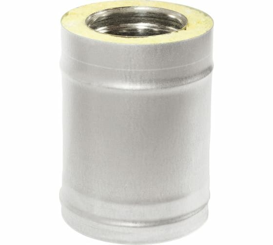 Труба сэндвич 250 d 150 х 250 толщ. 0,8 нерж (304) х 0,5 нерж (304) с хомутом