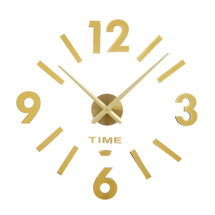 Часы-наклейка, серия: DIY, "Соломон", d-120 см, сек стрелка 39 см, цифра 12 см, 1 АА, золото