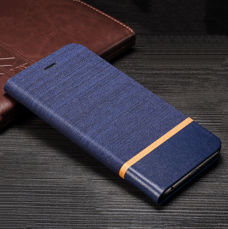 Чехол-книжка Чехол. ру для Huawei P20 Lite / Nova 3e из водоотталкивающей ткани под джинсу с вставкой под кожу синий