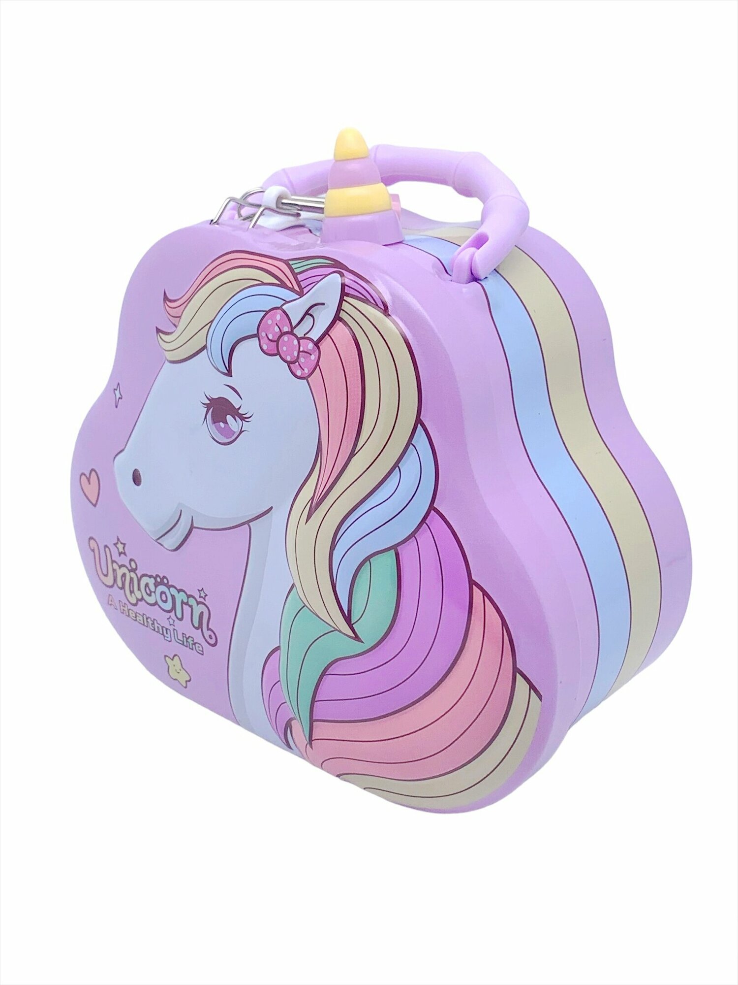 Копилка детская с единорогом для денег с замком и ключом