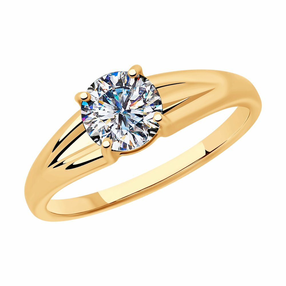 Кольцо помолвочное, серебро, 925 проба, фианит