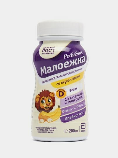 Смесь Pediasure (Abbott) Малоежка жидкая со вкусом банана, от 1 года до 10 лет, 200 г, 200 мл