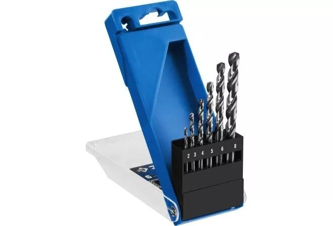 Сверло по металлу 29625-H6 Профессионал, набор 6 шт. ( 2-8 мм), класс А, Р6М5 ЗУБР