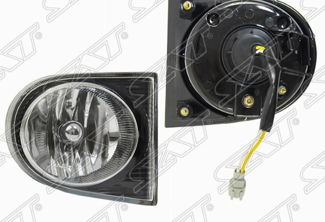 Фара противотуманная SAT, для Nissan, передняя правая, LED/галоген, прозрачная, черная