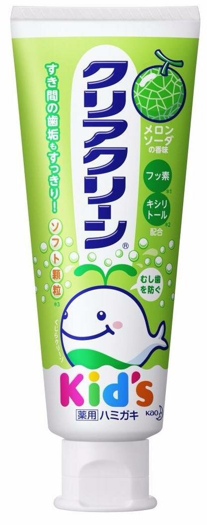 Kao Clear Clean Зубная паста детская с мягкими микрогранулами для деликатной чистки зубов Дыня 70 гр