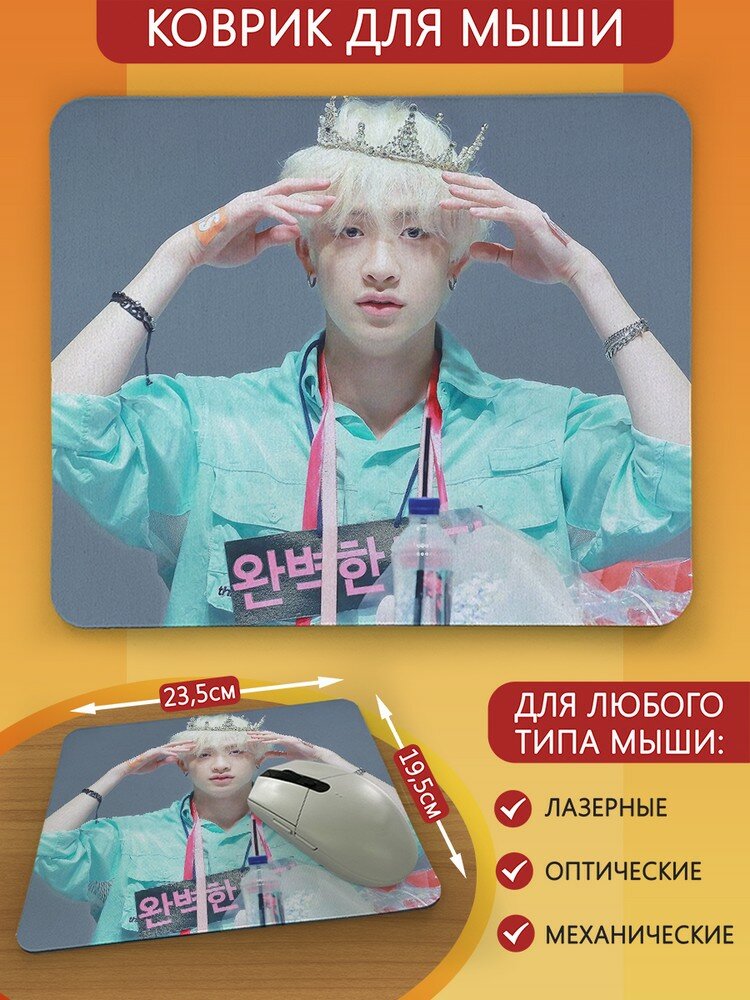 Коврик для мыши с принтом музыка Stray kids (к-поп, k-pop, Бан Чан, Чханбин, Хёнджин, Хан, Феликс, Сынмин, Ай Эн) - 2304