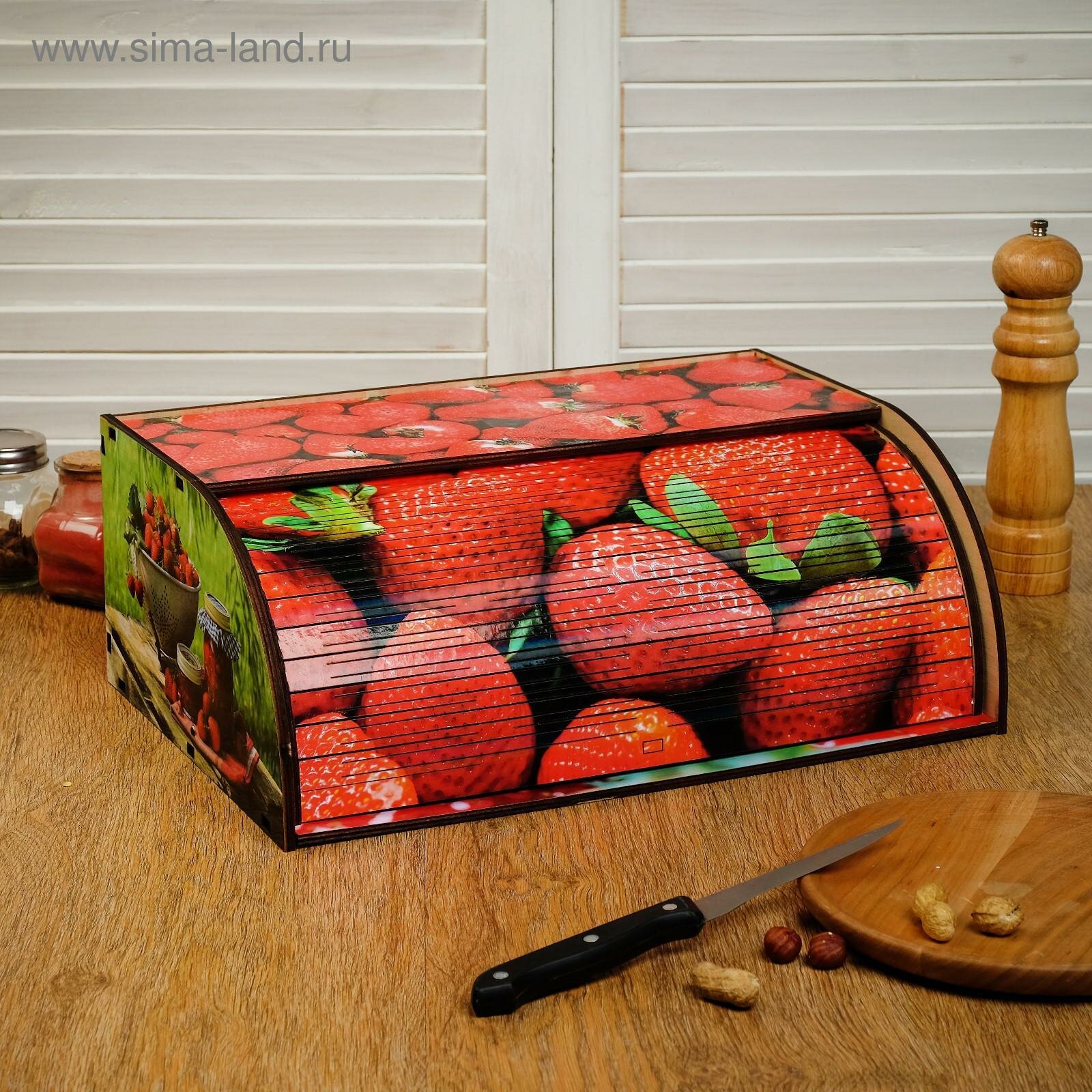 Хлебница Дарим Красиво «Клубника садовая», 38×26×14 см, дерево, красная