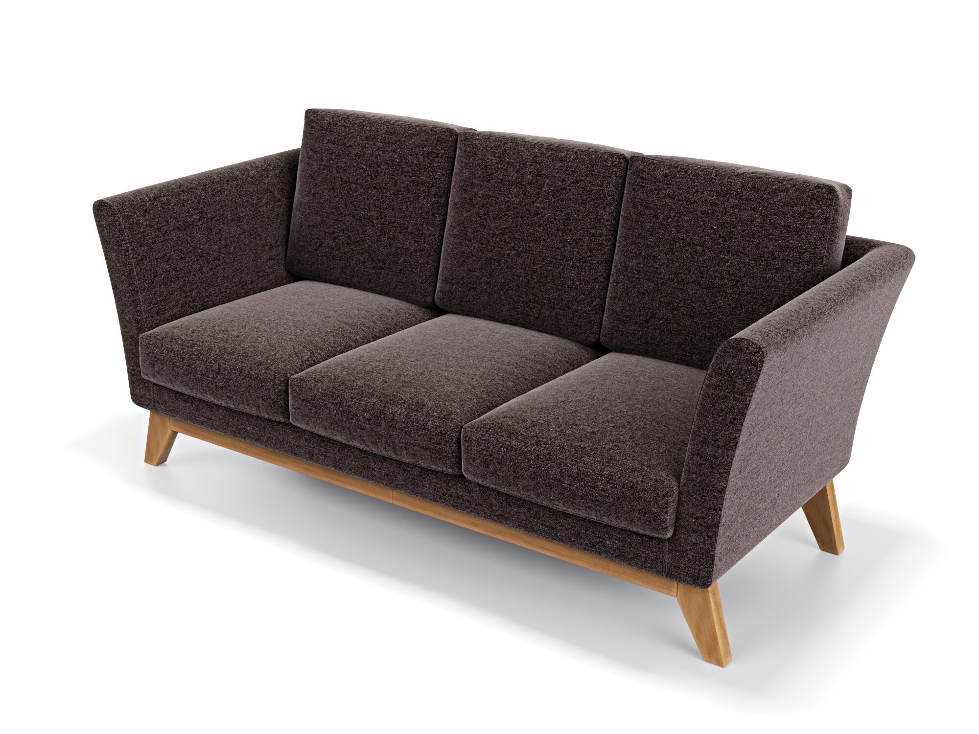 Прямой диван Soft Element Дублин Brown, трёхместный, шенилл, деревянные ножки, стиль скандинавский лофт, в гостиную, офисный, на дачу