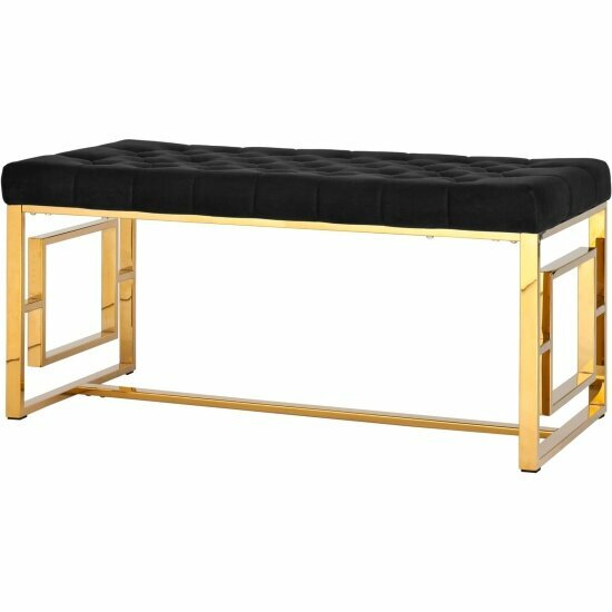 Банкетка-скамейка Stool Group бруклин, вельвет черный, сталь золото
