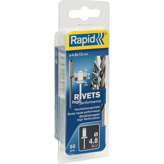 Заклепки Rapid 5000388, алюминий d4.8x12мм, 50 шт