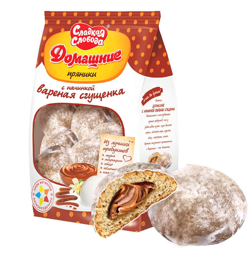 Упаковка 10 штук Пряники Сладкая Слобода Домашние с вареной сгущенкой 300г
