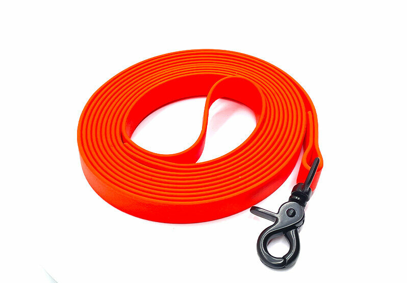 Поводок из биотана оранжевый 2,4-2,7 мм х 19 мм карабин рычажный черный 5 м