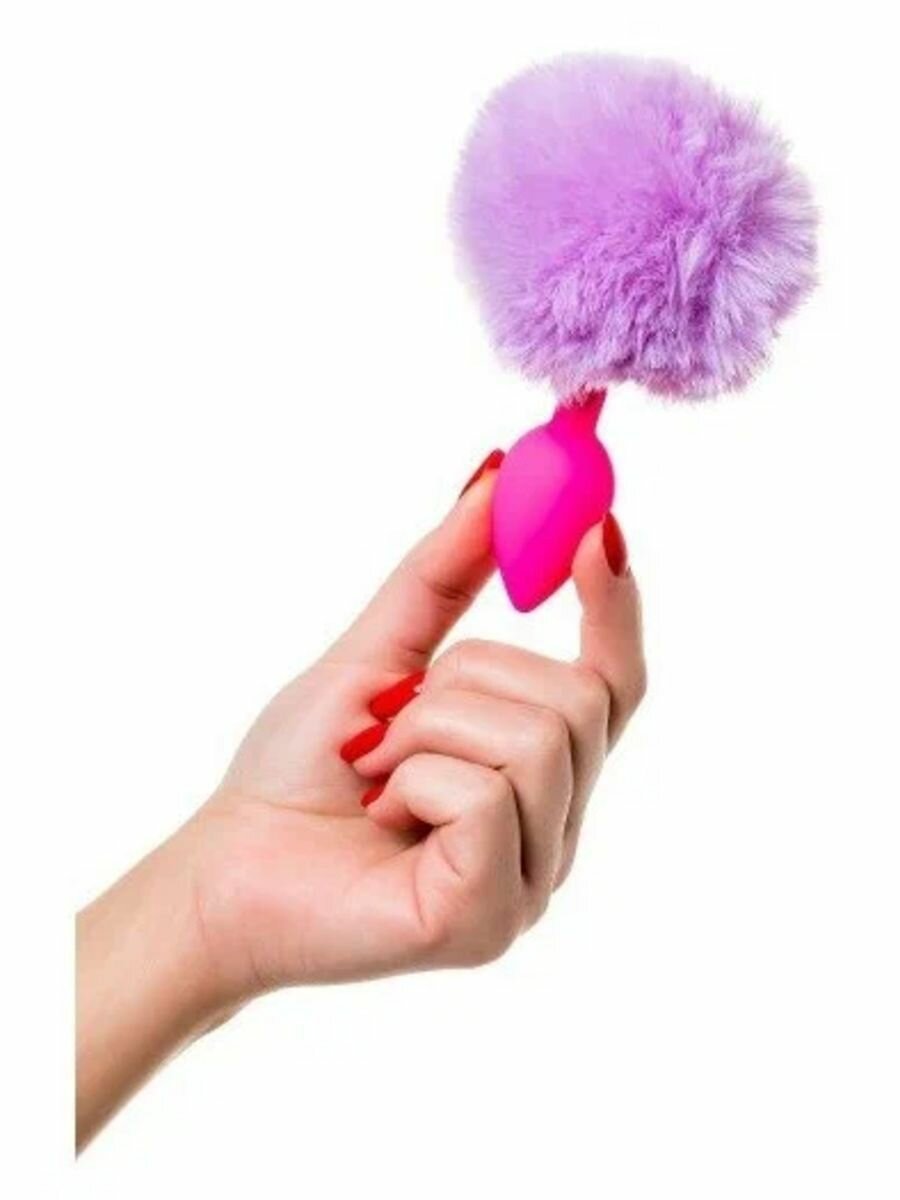 Анальная пробка с хвостиком фиолетовый мех