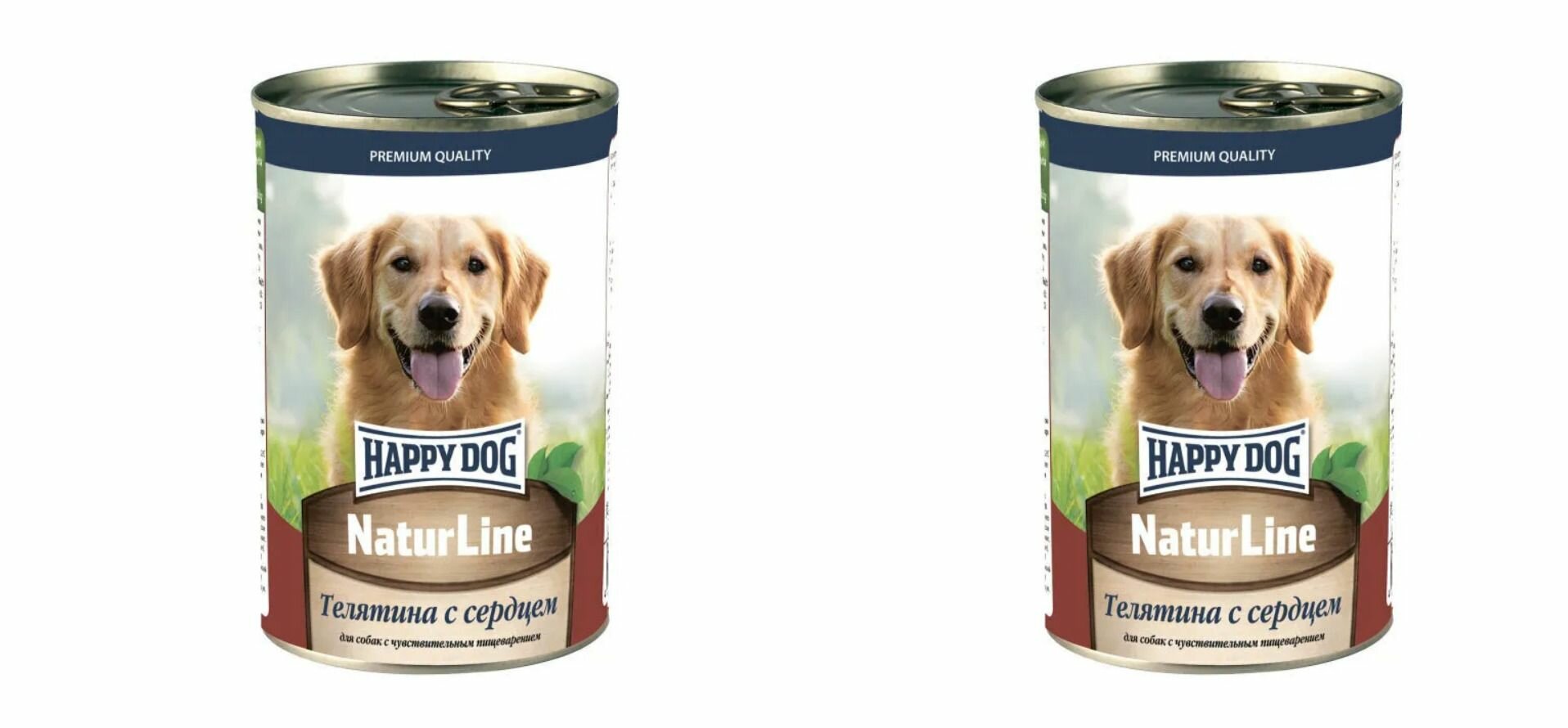 Happy Dog консервы для собак телятина с сердцем, 410 г, 2 шт