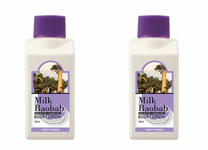 Milk Baobab Лосьон для тела Body Lotion Baby Powder Travel Edition, 70 мл, 2 шт