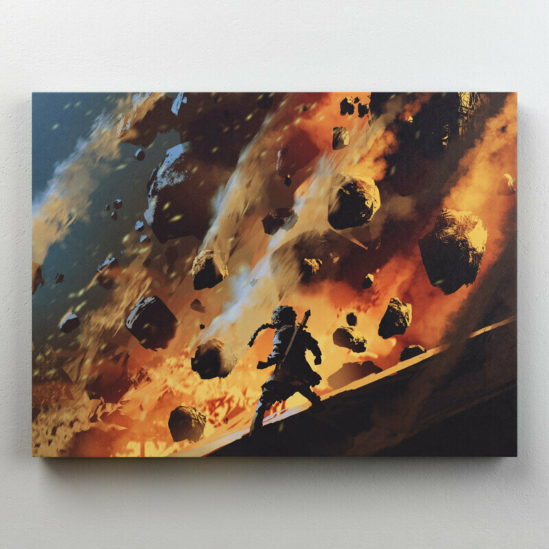 Интерьерная картина на холсте "Девушка смотрит на камнепад" размер 40x30 см